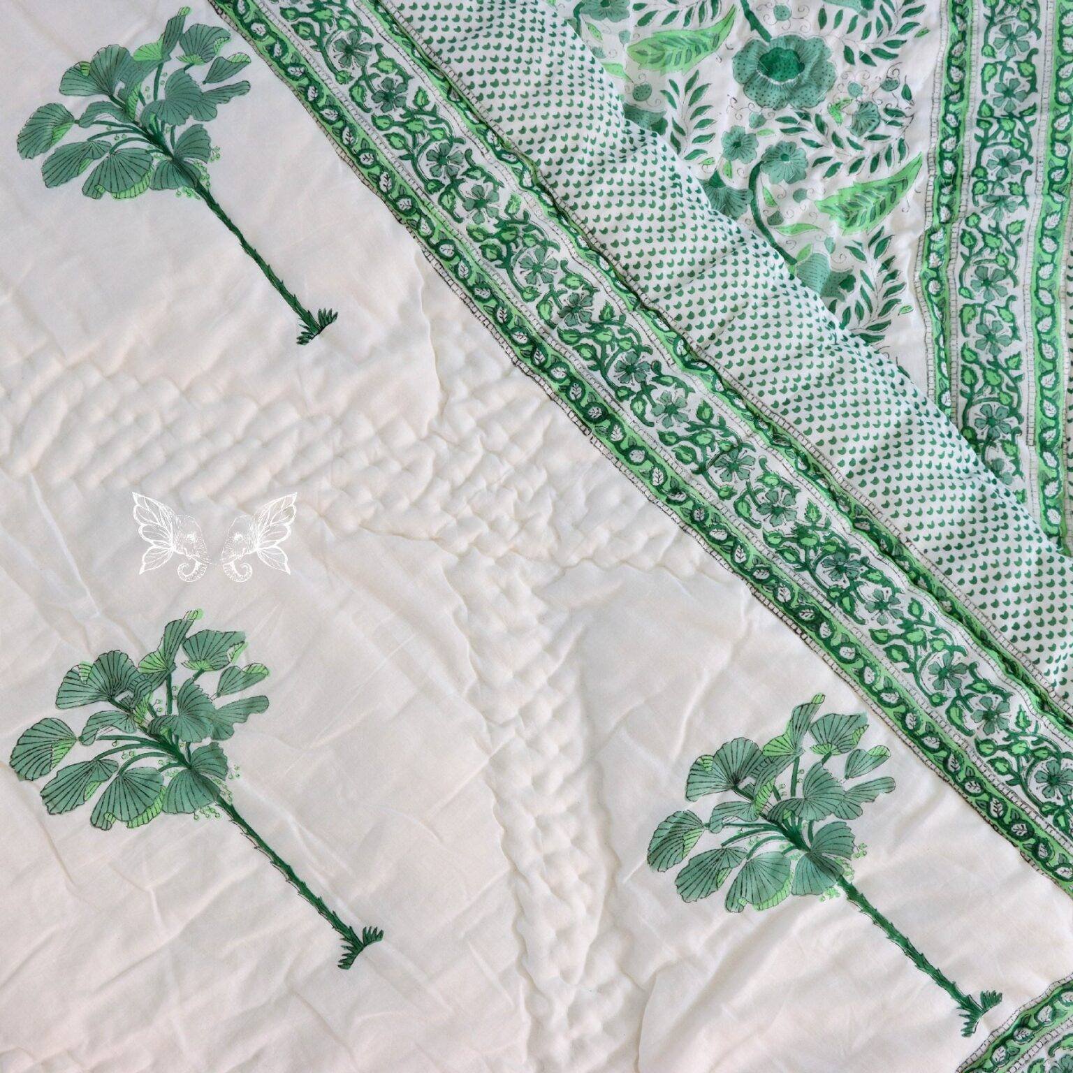 Heritage Blooms Handblock Cotton Bedding Set - CRAFTS IN INDIA